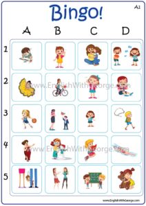 Bingo - Action Verbs A1 beginner - English with George